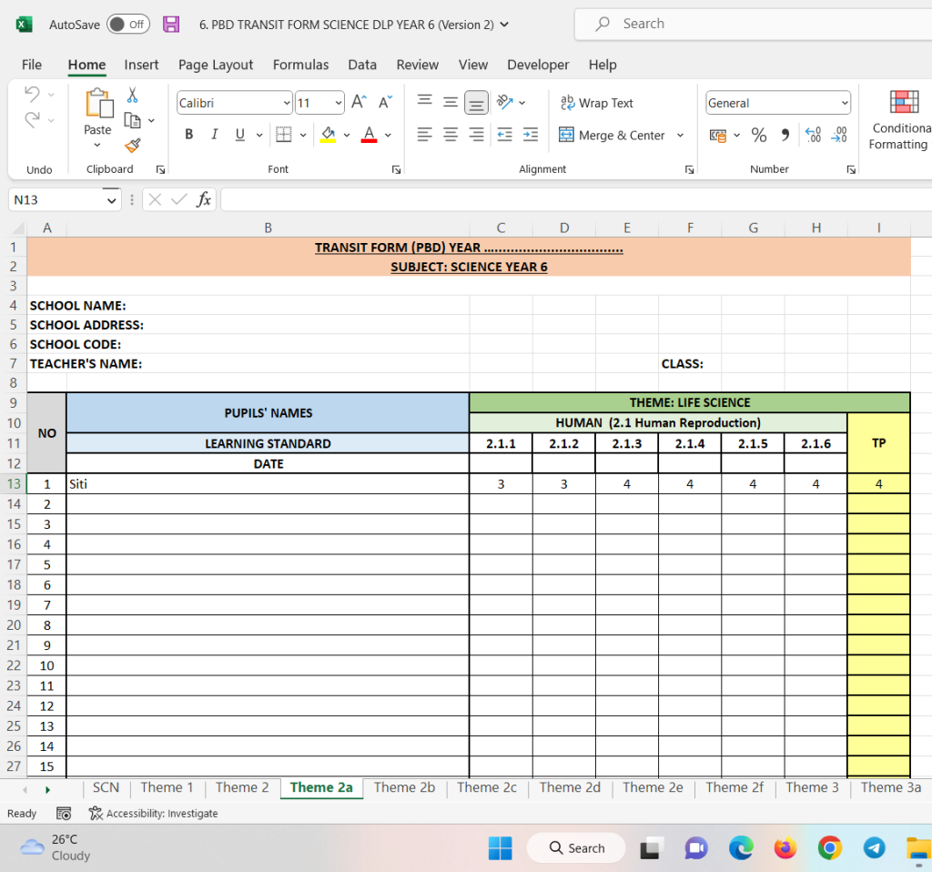 RPH Science DLP Year 6 2026 - Version 1 (RPH TS25)# | RPH Mengikut ...
