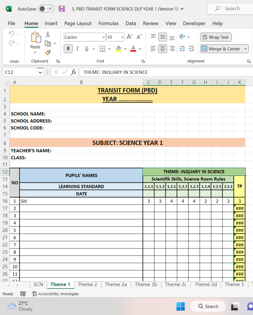 RPH Science DLP Year 1 2026 - Version 1 (RPH TS25) | RPH Mengikut ...