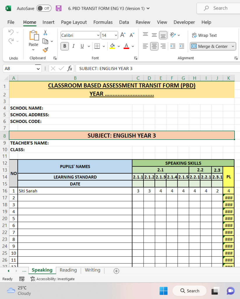 RPH Bahasa Inggeris Tahun 3 2025/2026 - Version 2 (RPH PAK21) | Bahasa ...