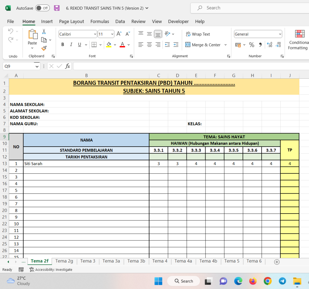 RPH Sains Tahun 5 2025/2026 - Version 1 (RPH TS25) | RPH, Sains, Tahun ...