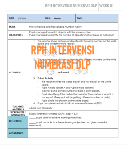 Program Intervensi Tahun 1 - RPH NUMERASI DLP | Literasi & Pemulihan ...
