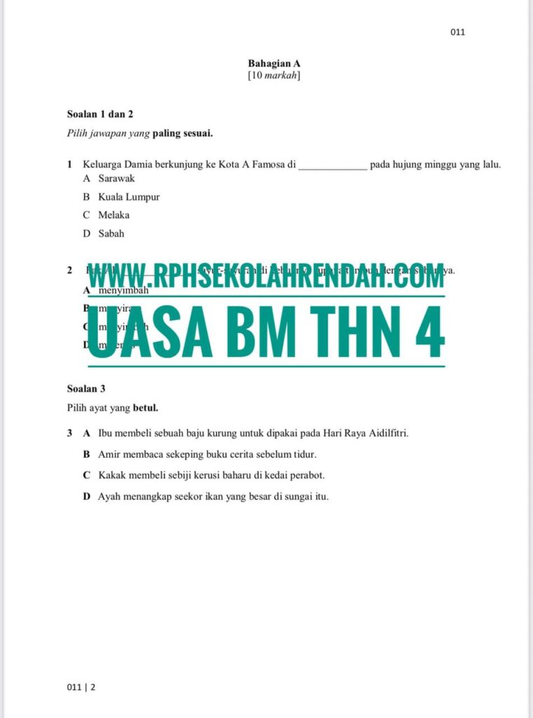 UASA - Bahasa Melayu Tahun 4 2025/2026 (Set 1A- JSU+JSI) | Koleksi ...