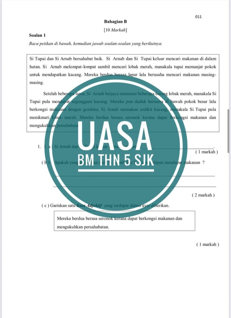 UASA - Bahasa Melayu SJK Tahun 5 2025/2026 (Set 1A- JSU+JSI) | Koleksi Soalan, Soalan BM SJK ...