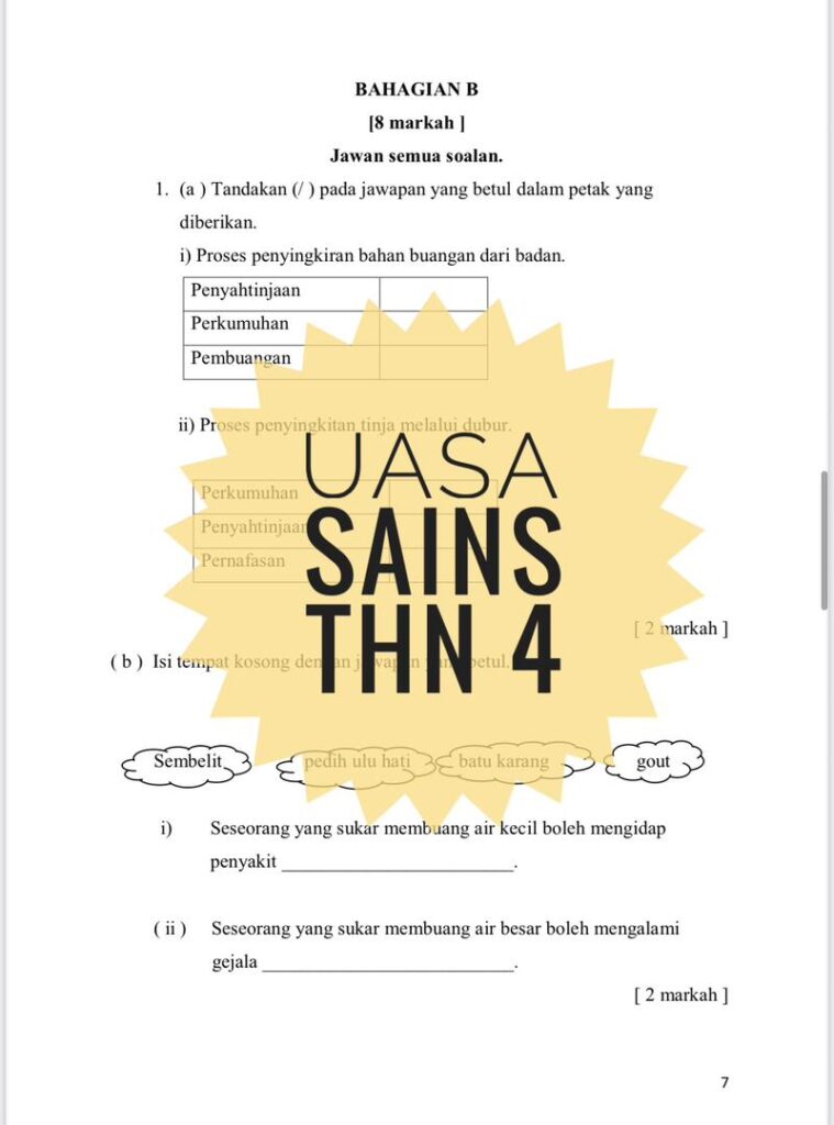 UASA - Sains Tahun 4 2025/2026 (Set 1B - JSU) | Koleksi Soalan, Soalan Sains Tahun 4, UASA SN ...