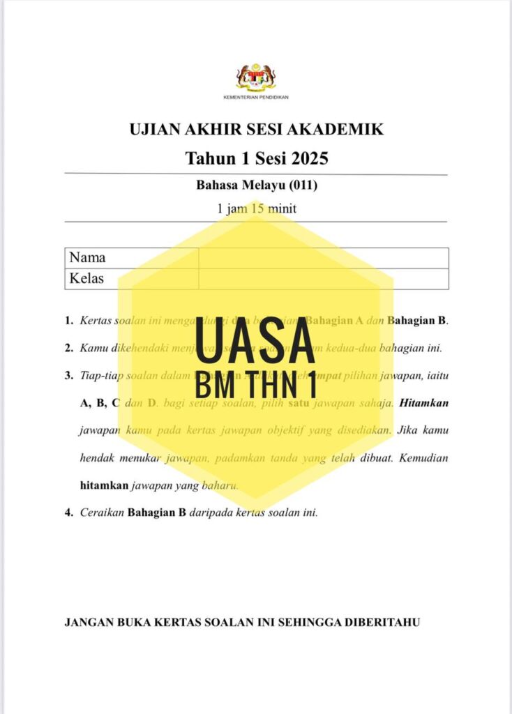 UASA - Bahasa Melayu Tahun 1 2025/2026 (Set 1B - JSU)