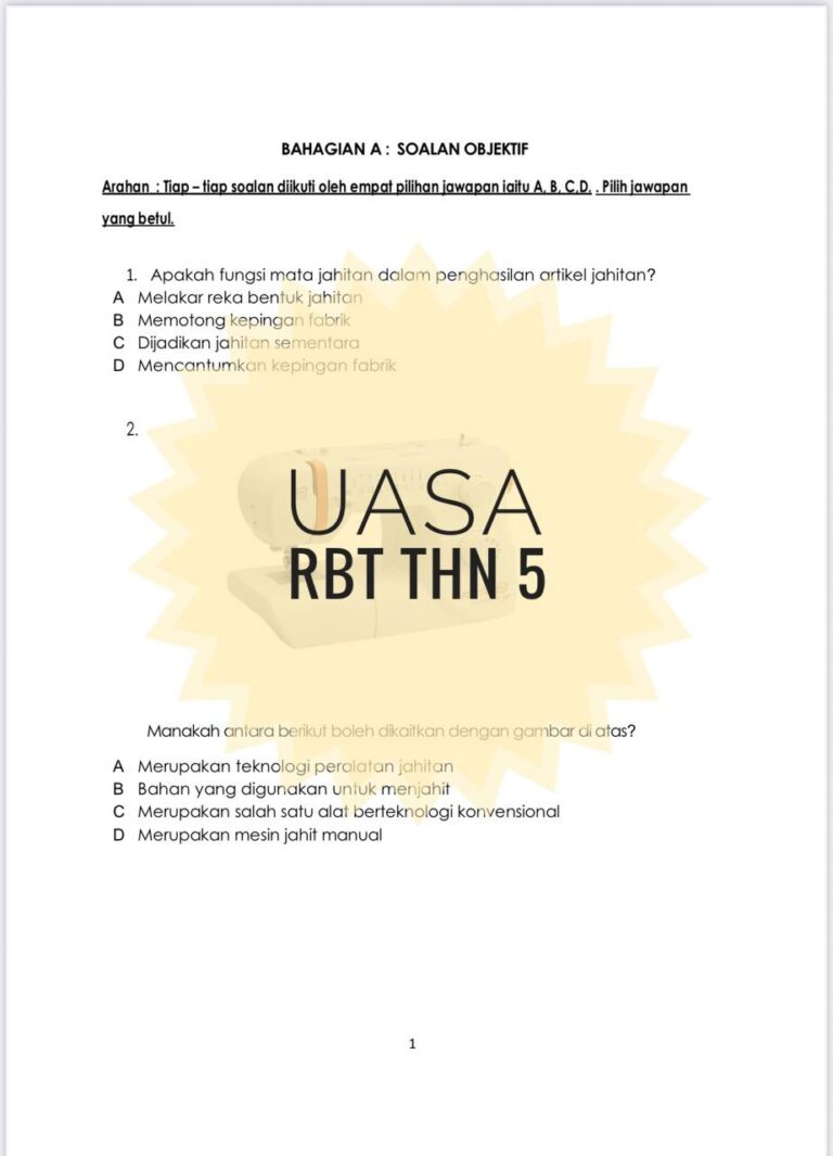 UASA - RBT Tahun 5 2025/2026 (Set 1A- JSU) | Koleksi Soalan, Soalan RBT ...