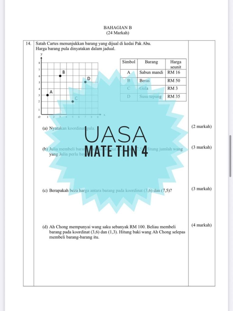 UASA - Matematik Tahun 4 2025/2026 (Set 1B) | Koleksi Soalan, Soalan Matematik Tahun 4, UASA ...