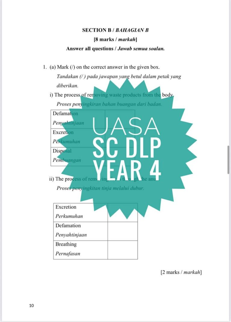 UASA - SCIENCE DLP YEAR 4 2025/2026 (Set 1B) | Soalan Science Tahun 4 ...