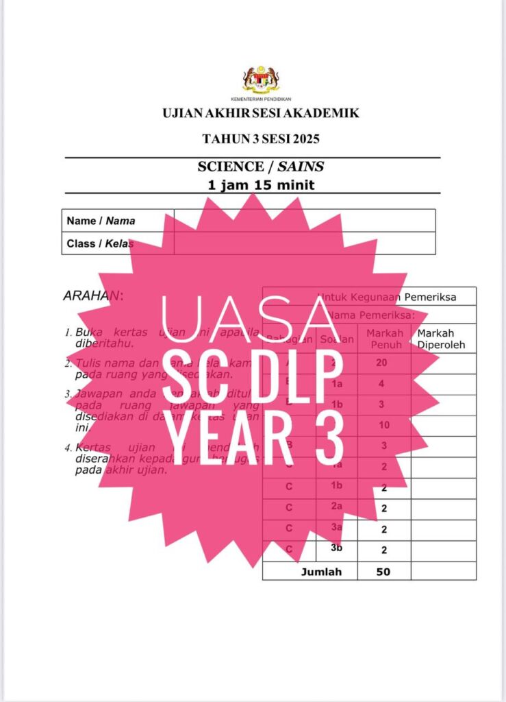 UASA - SCIENCE DLP YEAR 3 2025/2026 (Set 1A - JSU) | Soalan Science ...