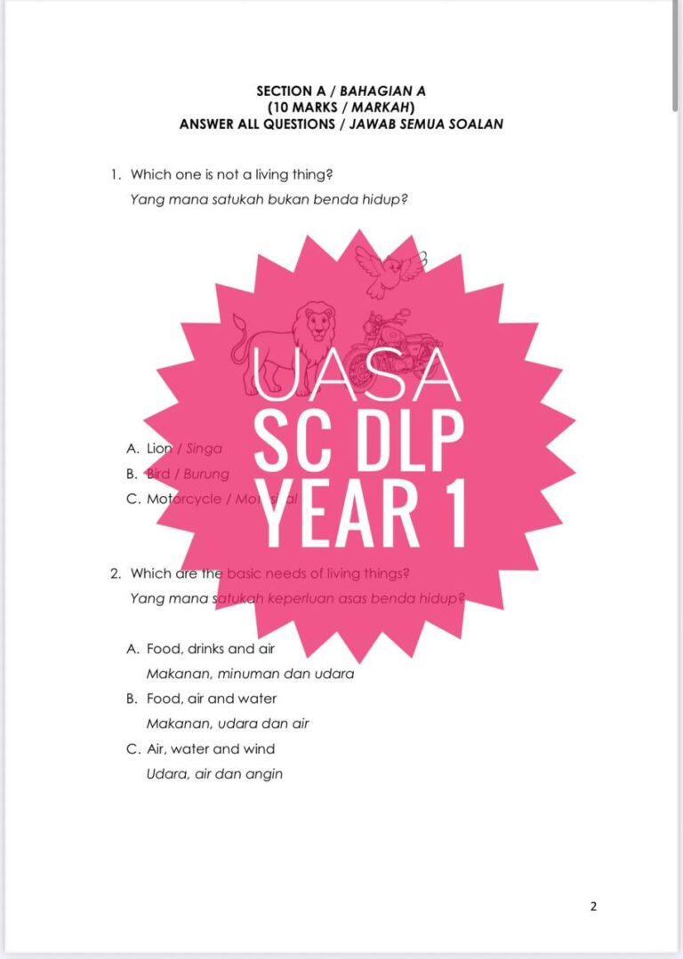 UASA - SCIENCE DLP YEAR 1 2025/2026 (Set 1A - JSU) | Soalan Science ...