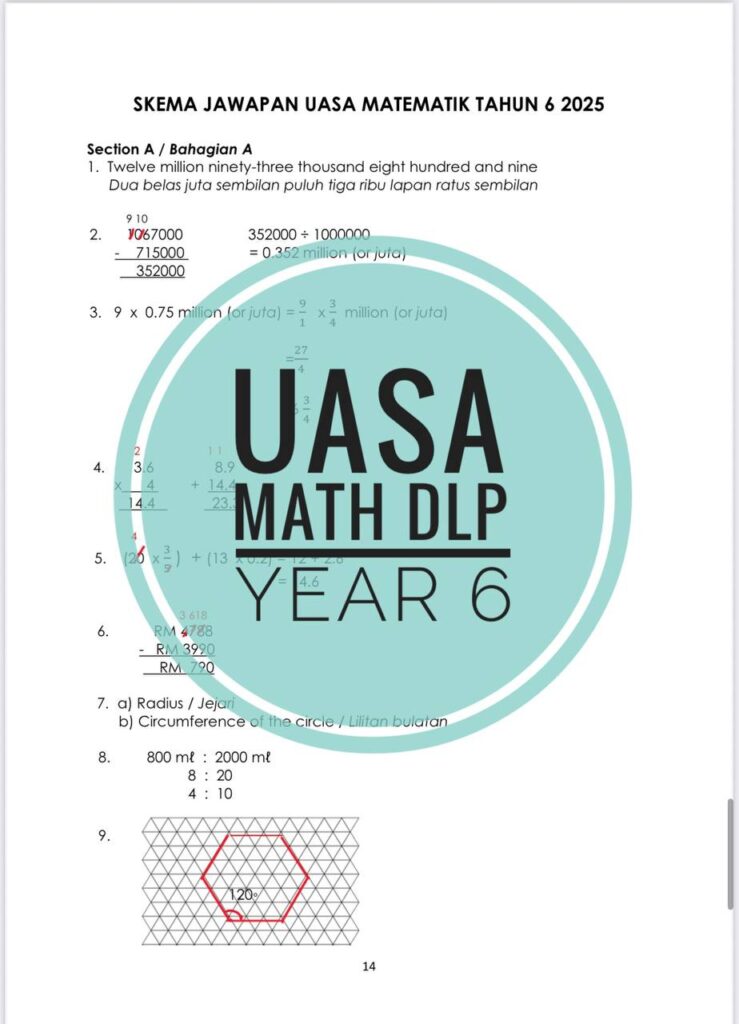 UASA - Mathematics DLP Tahun 6 2025/2026 (Set 2B-JSU) | Soalan ...