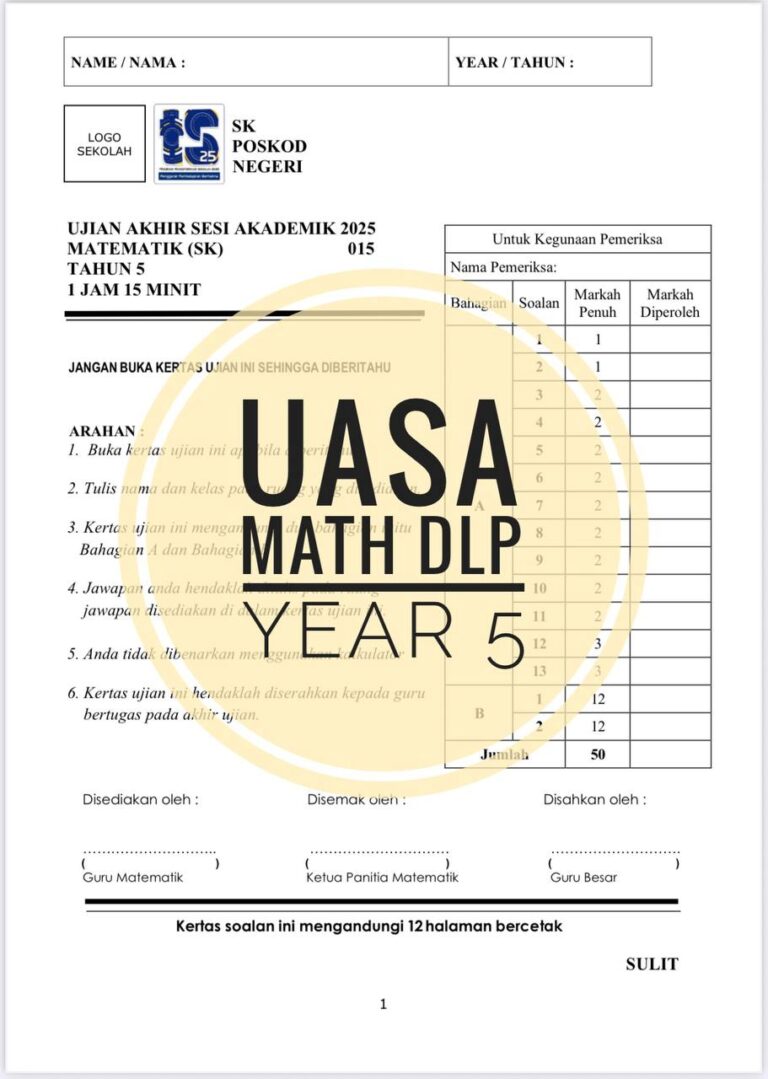 UASA - Mathematics DLP Tahun 5 2025/2026 (Set 2A-JSI+JSU) | Koleksi ...